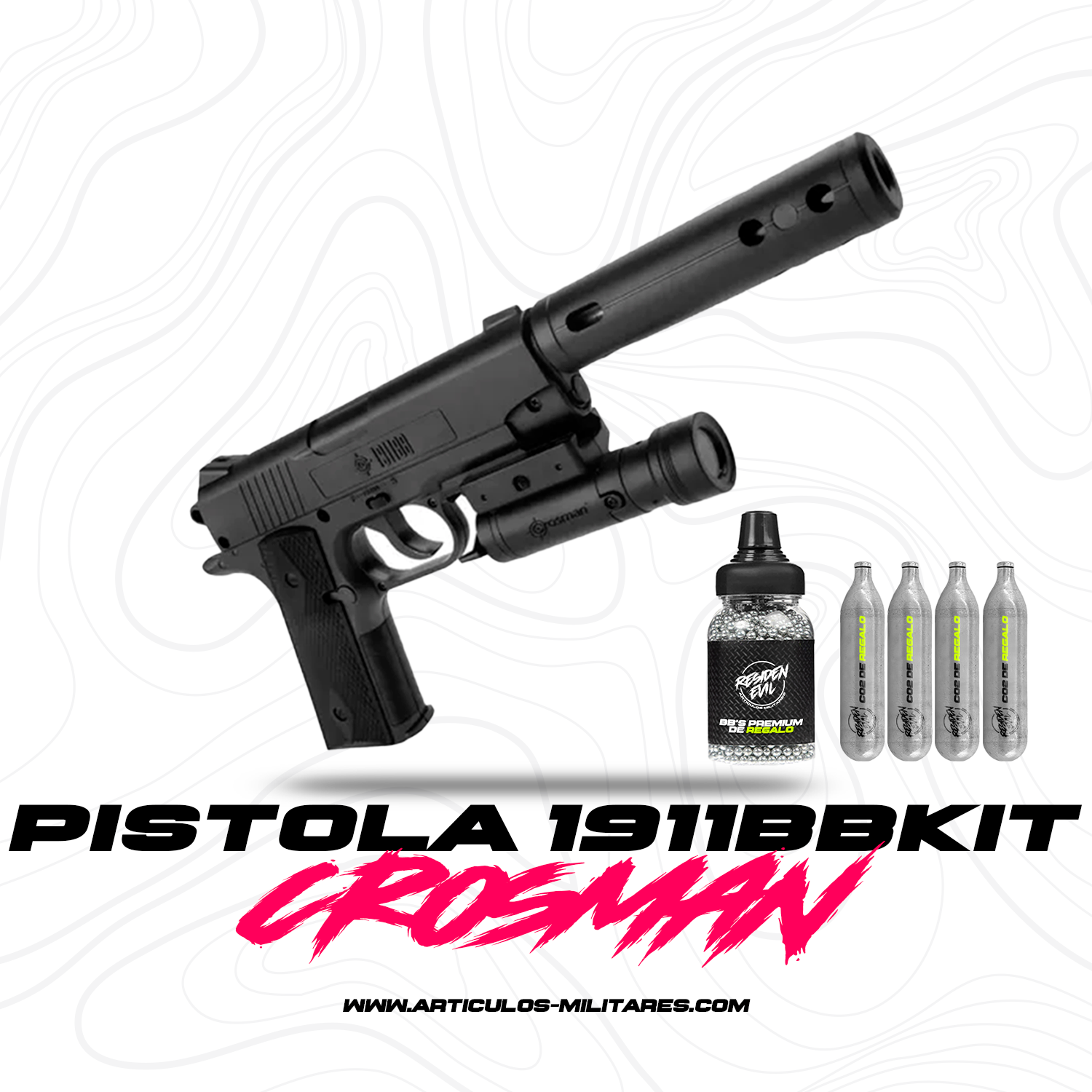 Pistola Semiautomática Crosman Co2 Tac 1911 Bb Kit Co2 Bbs – Residen ...